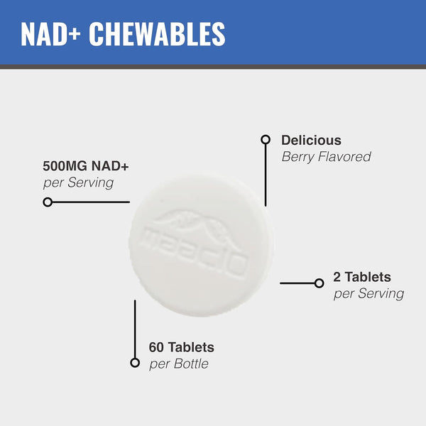 NAD+ 500mg Great Tasting Easy Chews Berry Flavored - MAAC10 Formulas